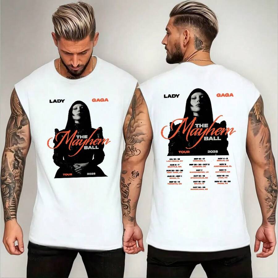 Oversized Macho Gaga The Mayhem Ball Tour Art 2025 Tank Top | SHEIN Singapore