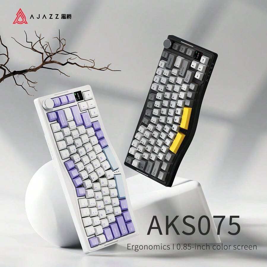 AJAZZ AKS075 Wireless Bluetooth Mechanical Keyboard Hot-Swappable Three ...