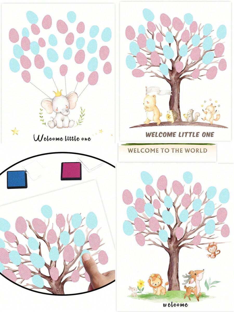 1 Set Gender Reveal Party Guest Fingerprint Guest Book, Gender Reveal ...