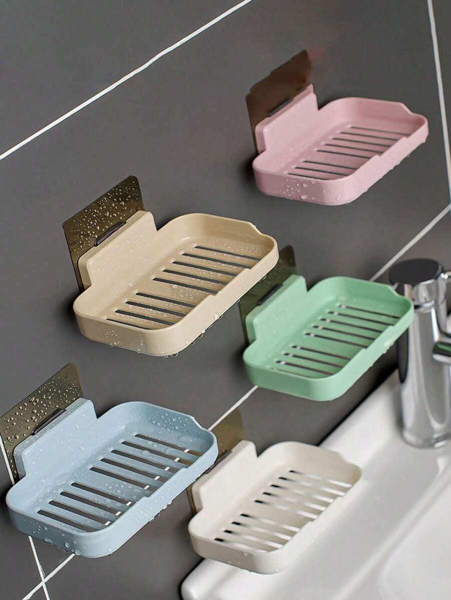 1pc No-Hole Soap Box Bathroom Shower Soap Box Multi-Functional Drainage ...