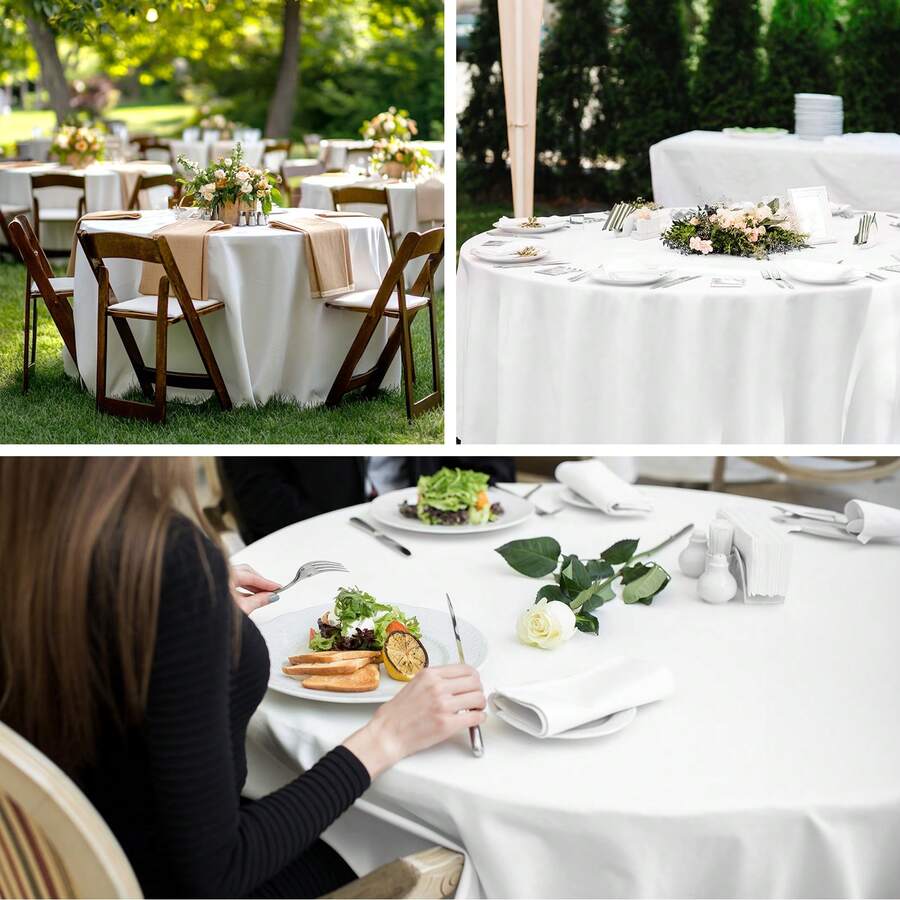 Tomnk 6/10 Pack Round Tablecloths 90/120 Inch - Circle Bulk Linen ...