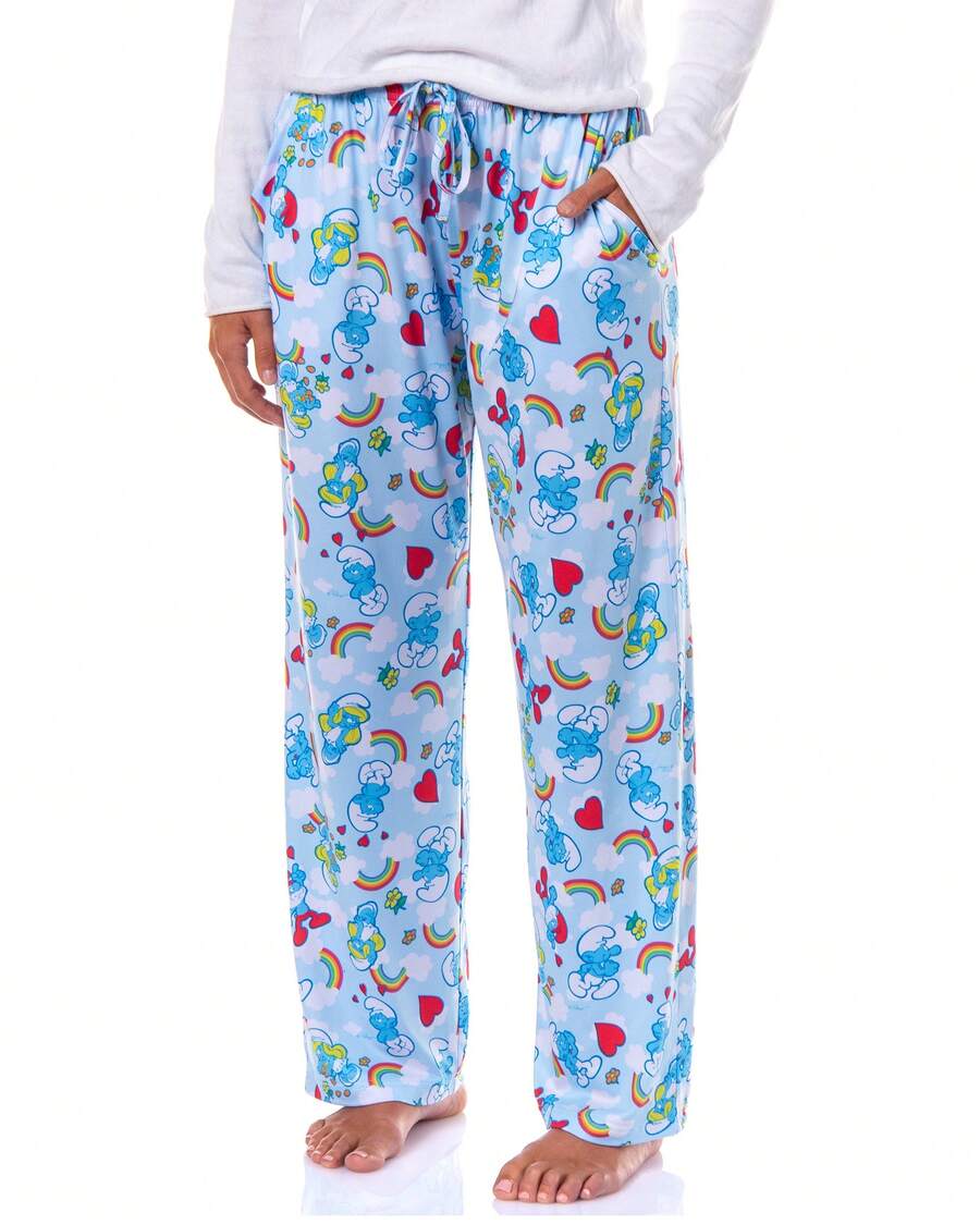 The Smurfs Womens Pjs Papa Smurf Smurfette Rainbow Cloud Pajama Pants ...