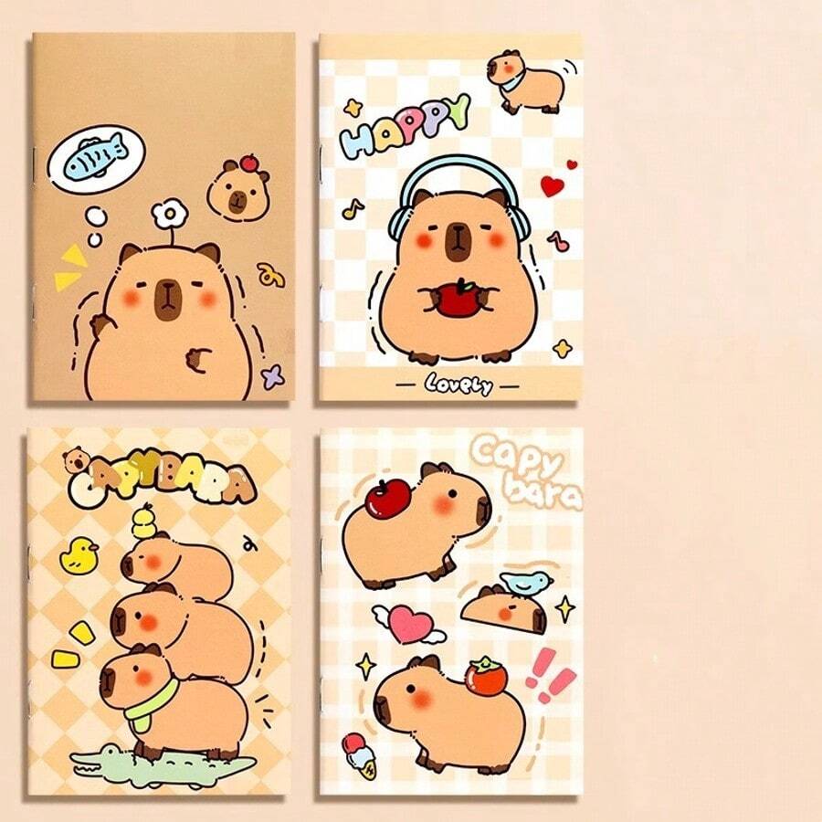 10pcs/Set Random Capybara Cartoon Ruled Notebook,Cute Pocket Size Mini ...