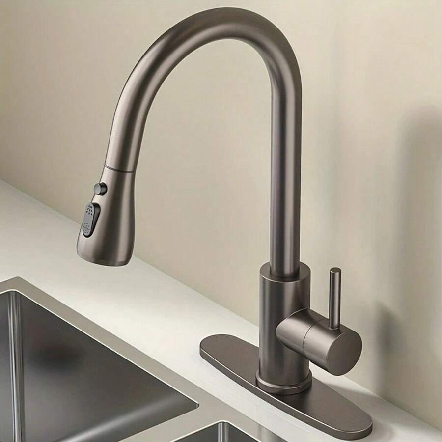 Gun Grey Hot & Cold Dual Mode 304 Stainless Steel Pull Down Kitchen ...