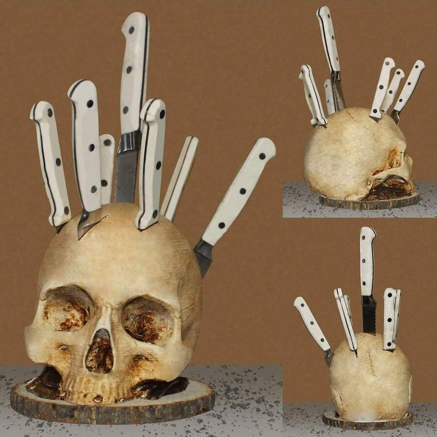 1pc Skull Knife Holder, Scary Skeleton Decor Kitchen Knife Rack, Fruit ...