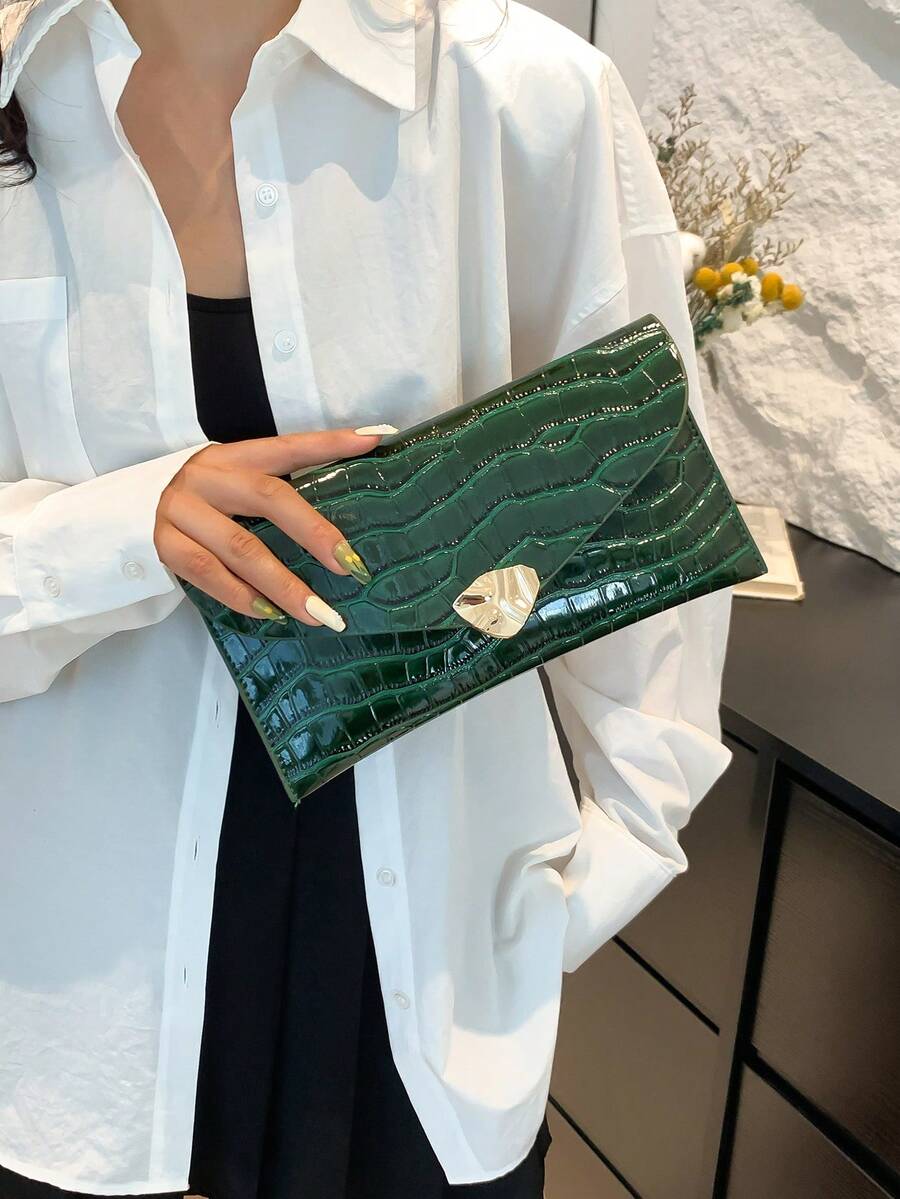 Stylish Colorful Minimalist Women's Clutch Envelope Bag, Metallic ...