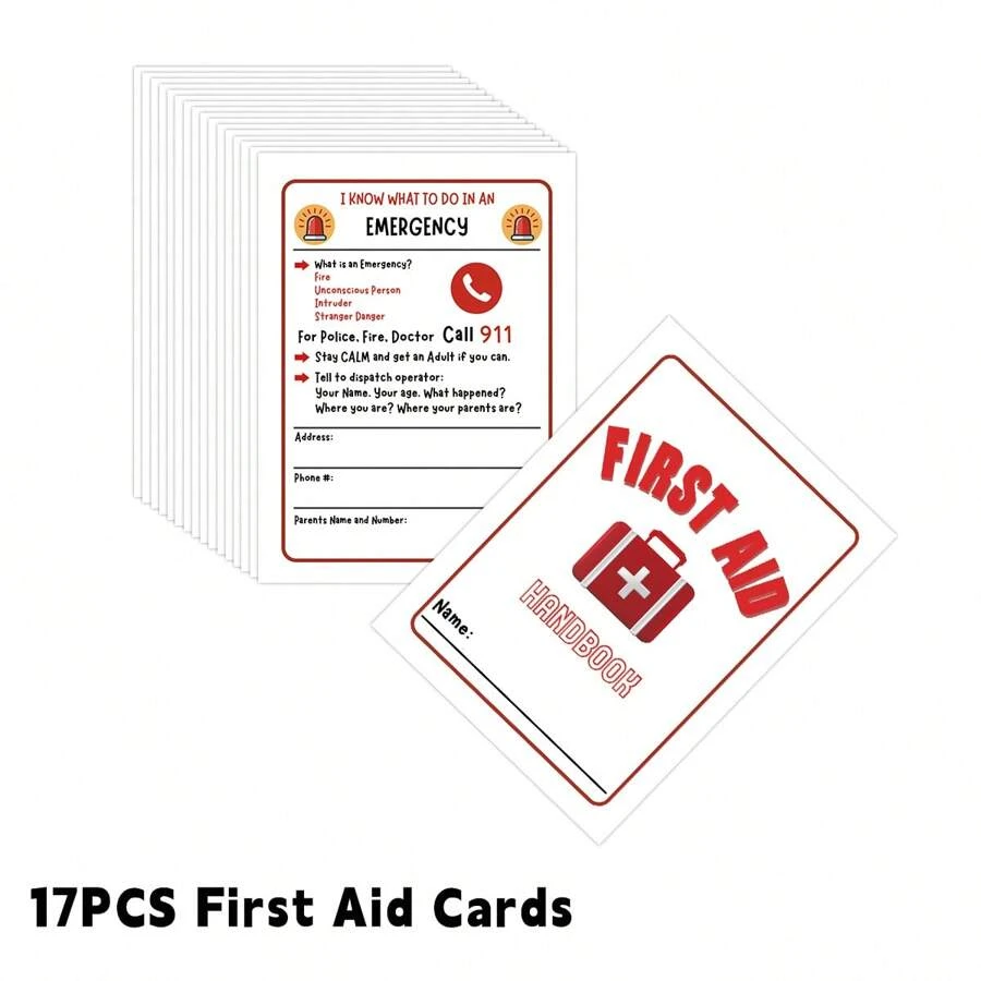 17pcs First Aid Cards, Quick Access Emergency Alert Cards - Emergency ...