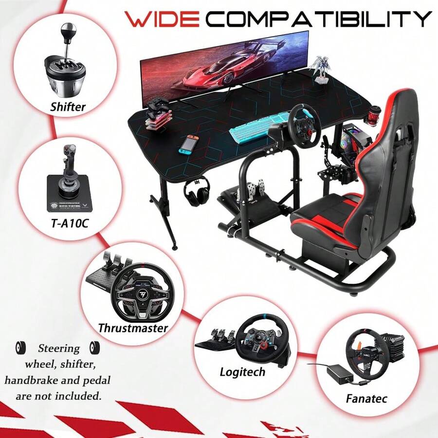 Supllueer Racing Simulator Cockpit With Monitor Stand & Seat For ...