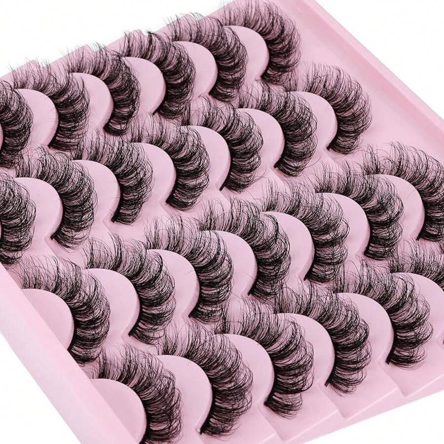 14 Pairs Wispy Mink Lashes Fluffy Eye Lashes Natural Look 5D Volume 16mm Fake Eyelashes Pack By ...