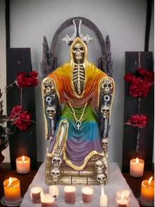 Escultura Santa Muerte En Trono Figura Resina 30cm Curada | Moda de ...