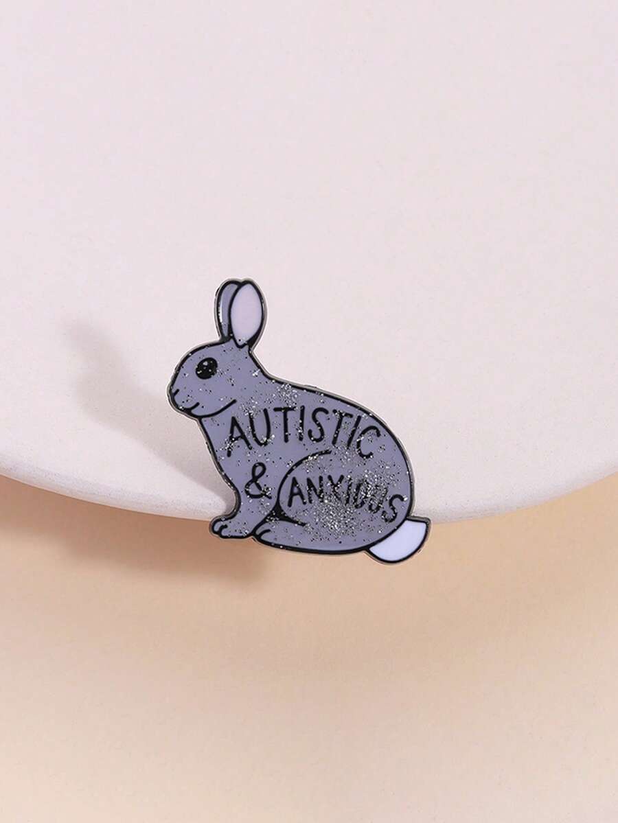 1PC "Autistic & Anxious" Rabbit Enamel Pin, Neurodivergent Awareness ...