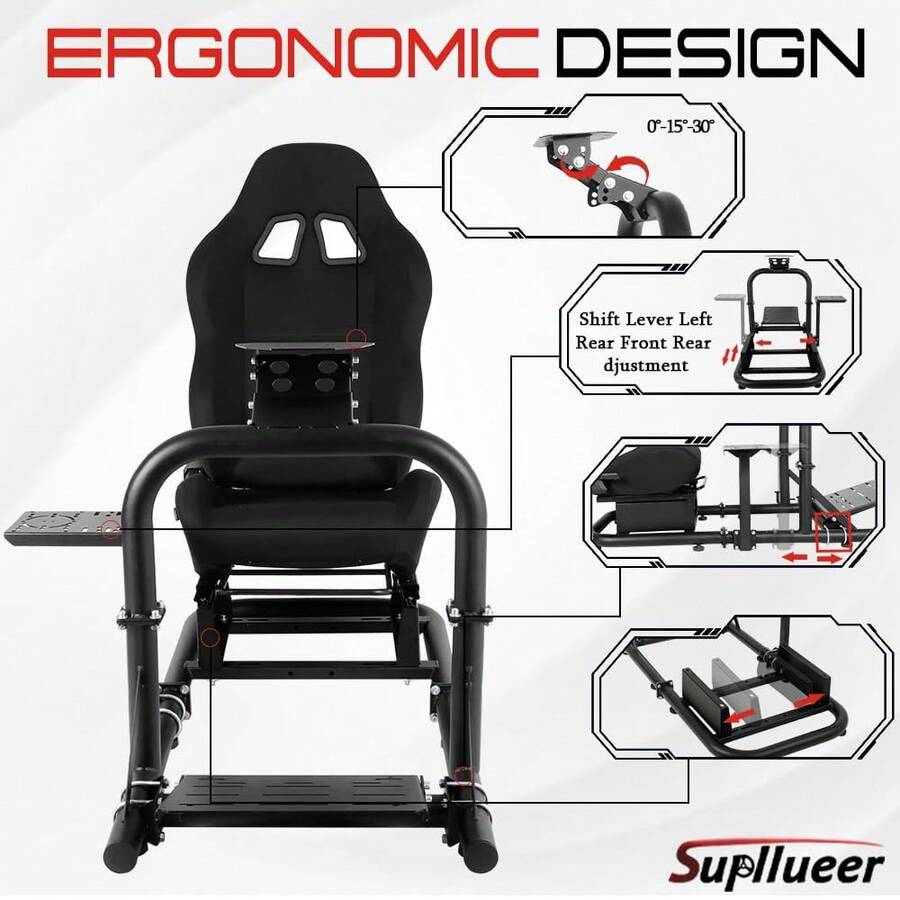 Supllueer Racing Simulator Cockpit With Monitor Stand & Seat For ...
