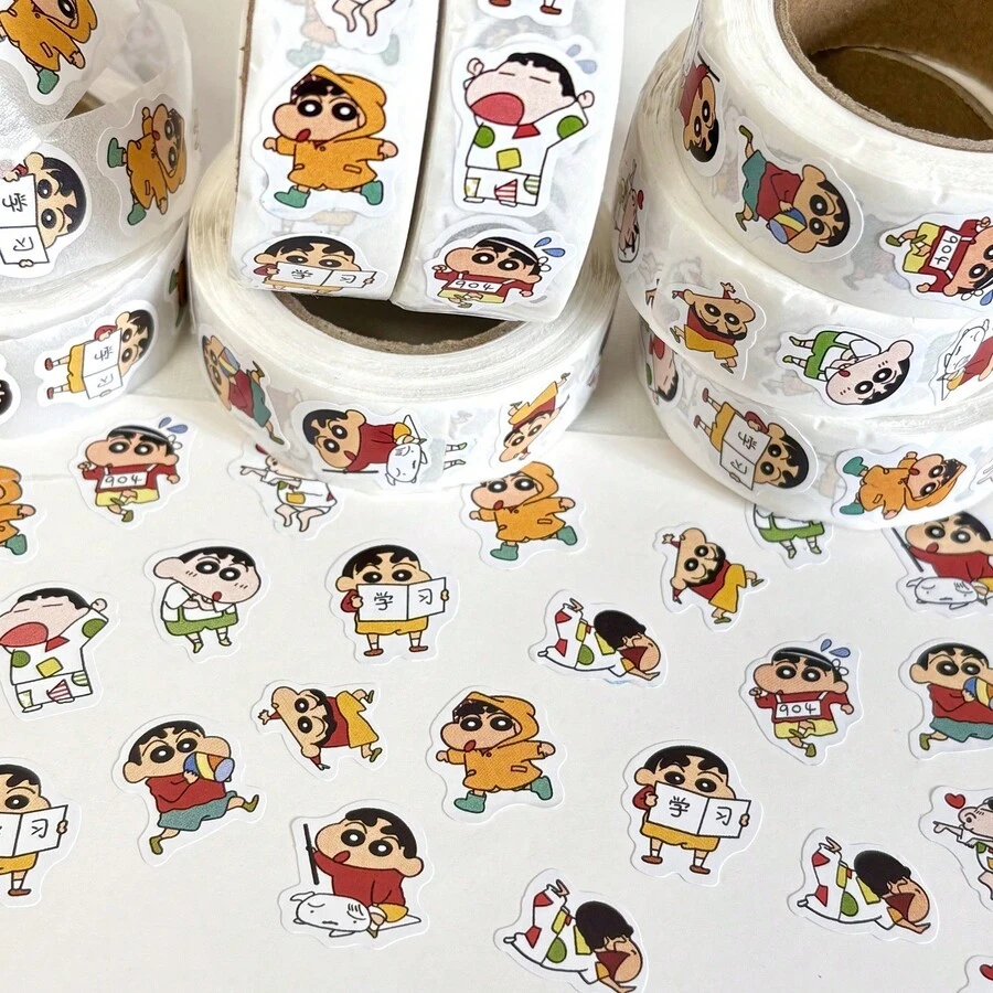 bandai 500pcs Crayon Shin Chan Roll Stickers Ins High Beauty Cartoon ...