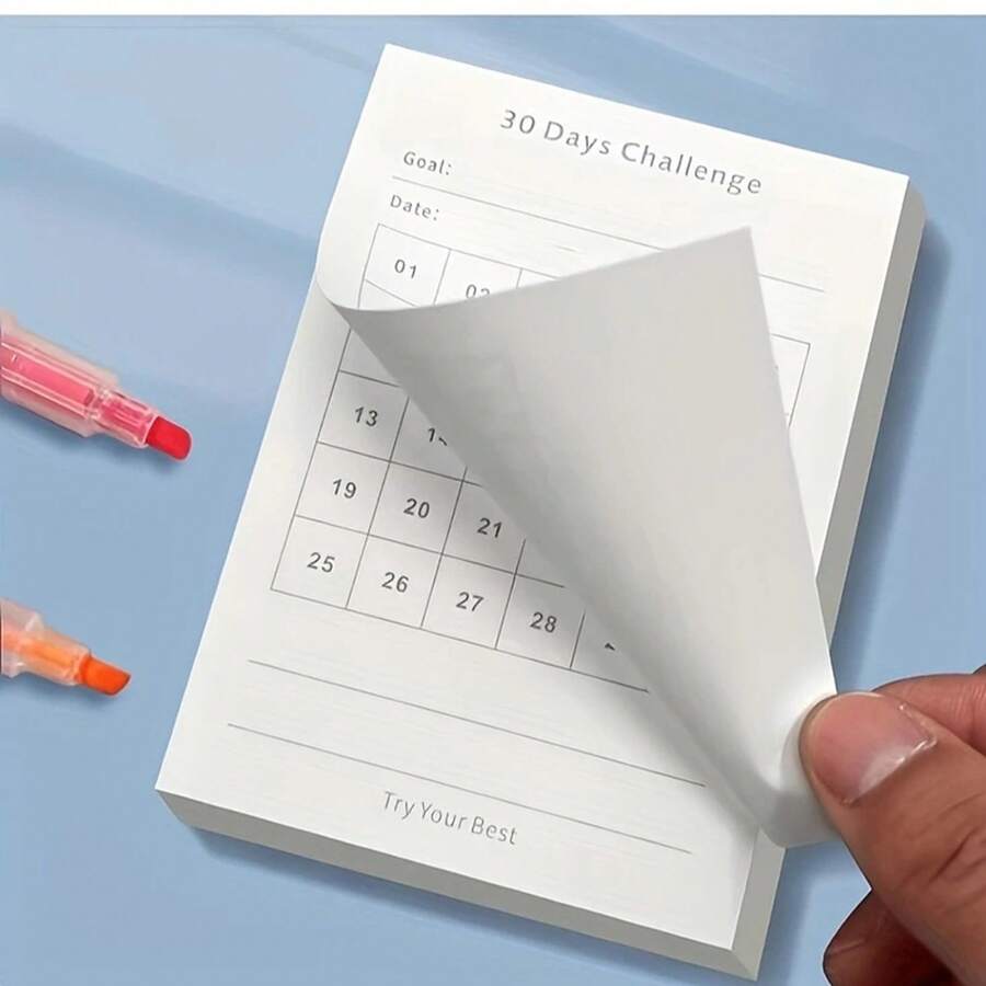 30-Day Self-Adhesive Rectangular Memo Notes - Daily Goal Habit Tracker ...