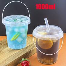 5/10 PCS33.81 Ounce Large Plastic Cup With Lid And Straw - Reusable ...