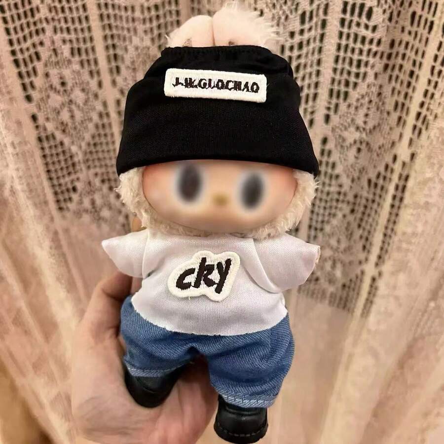 17cm Labubu Sitting Pose Vinyl Face Doll, Labubu Outfit Set First And ...