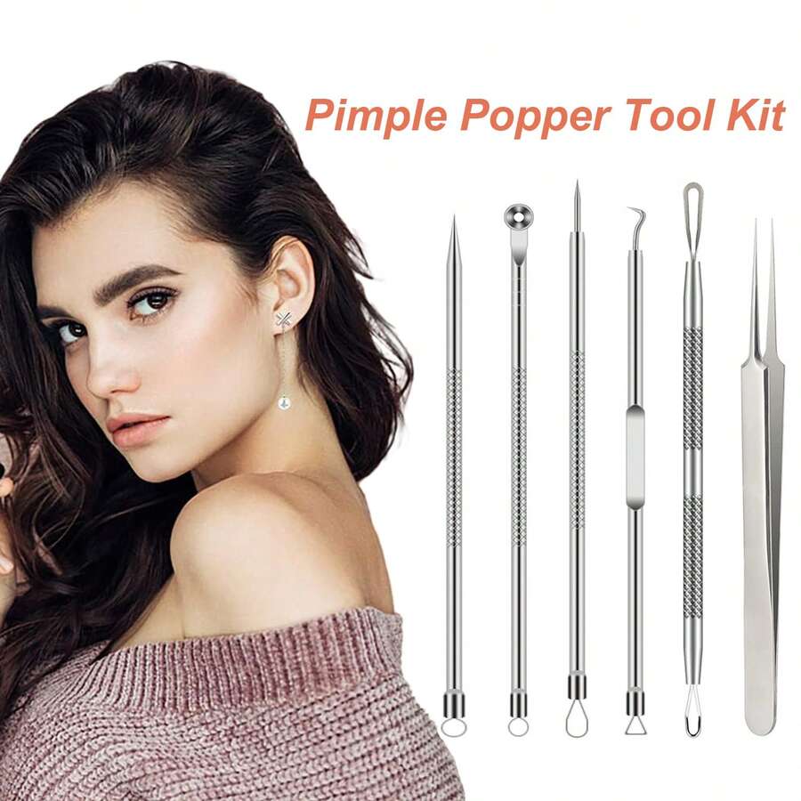 9 PCS Blackhead Remover & Pimple Popper Tool Kit With Stainless Steel ...