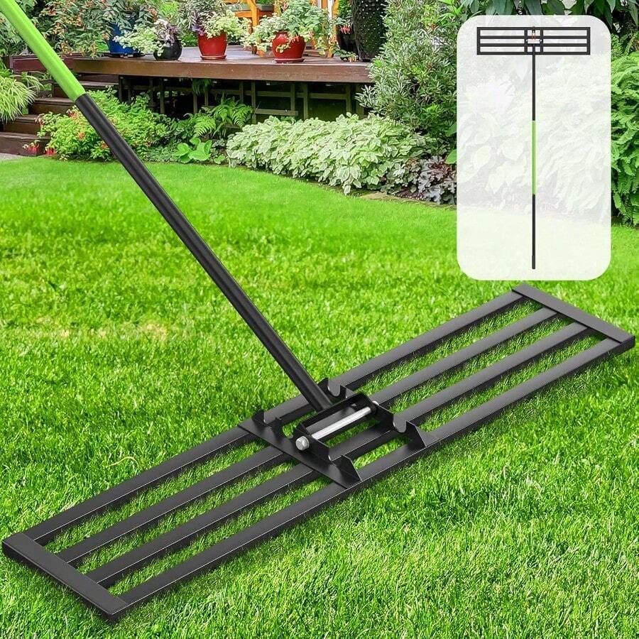 Seeutek Lawn Leveling Rake 45 X 10 Lawn Leveler With 6.5FT Stainless ...