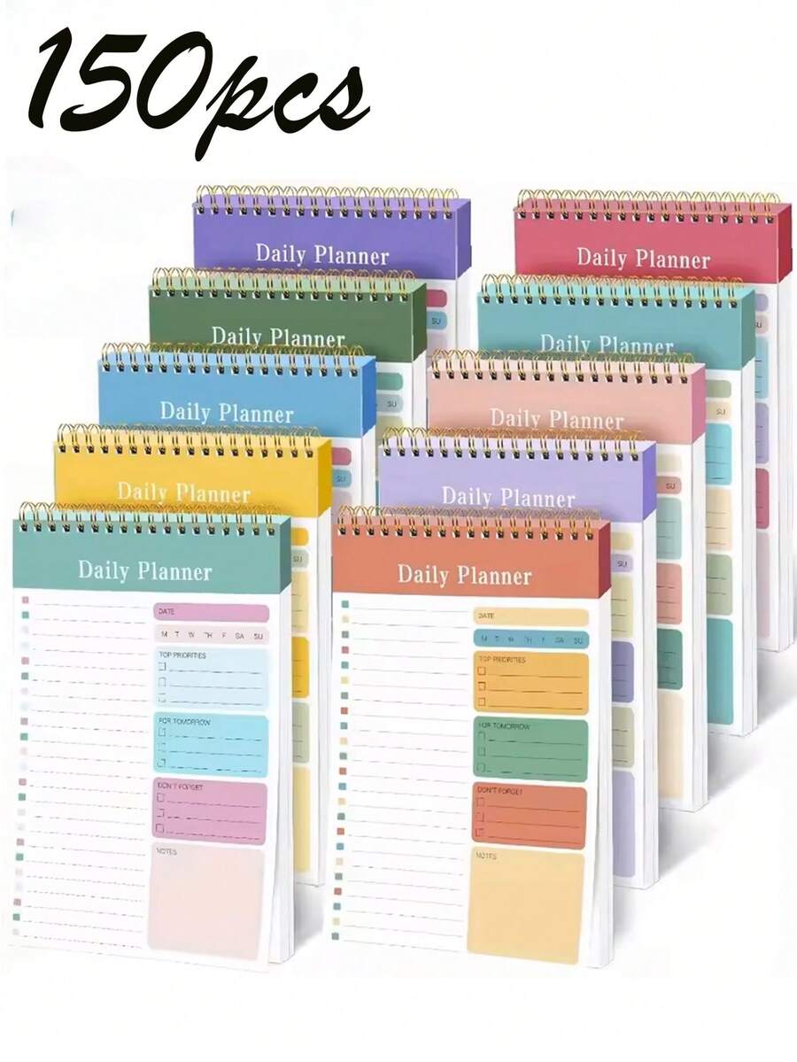 150pcsA To-Do List With Date Noted, Notebook, Spiral Notepad, Daily ...