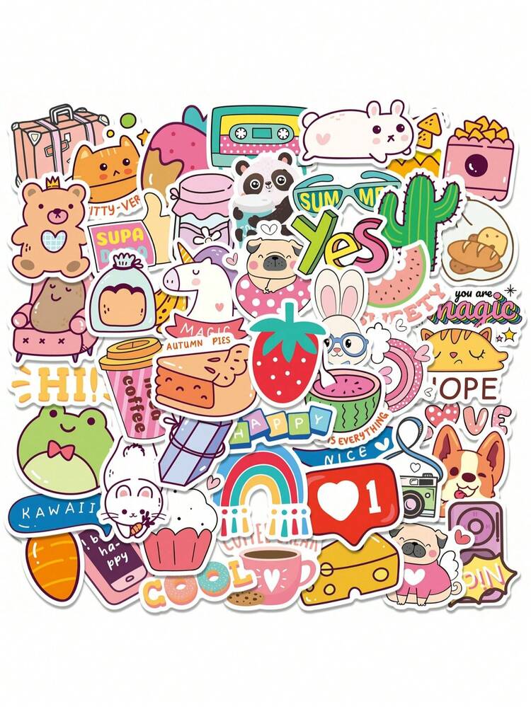 Laptop Skateboard Decals 100-Pack Cartoon Snake Stickers - Vinyl ...