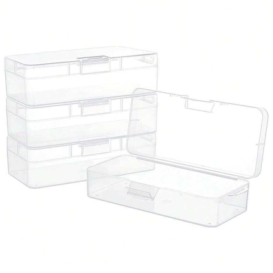 Transparent Plastic Storage Boxes Bead Containers With Hinged Lid ...