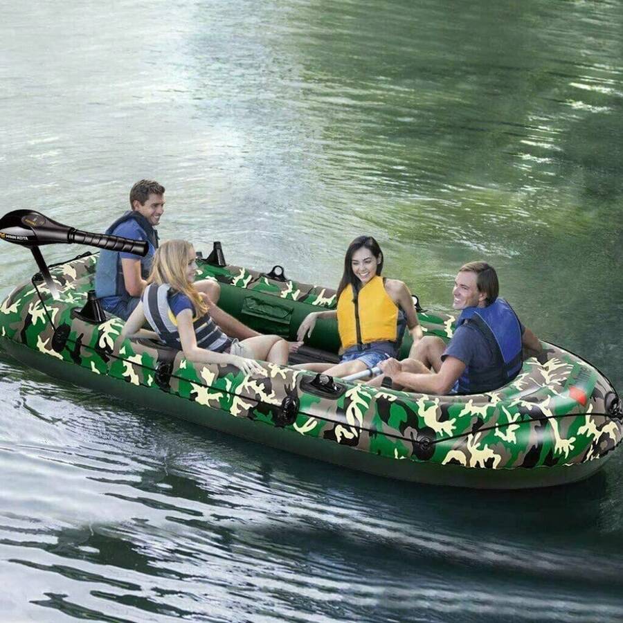 Kayaking Inflatable 3-4Person Floating Boat Raft Set Camo Air Boat ...