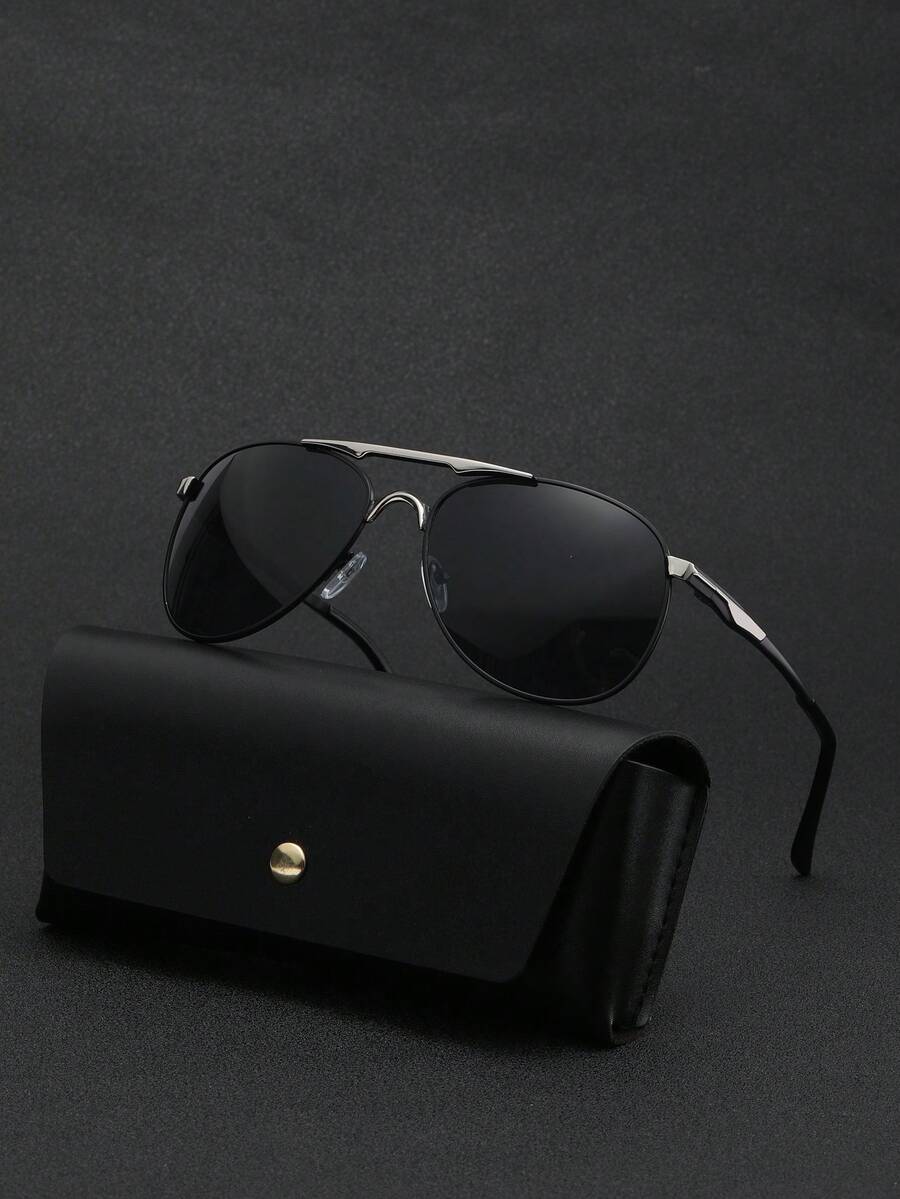 POLASUP 1pc Men's Double Bridge Aviator Metal Dual-Tone Electroplated ...
