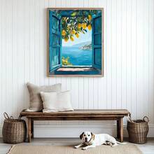 1pc Mediterranean Window View Wall Art Picture Coastal Lemon Tree ...
