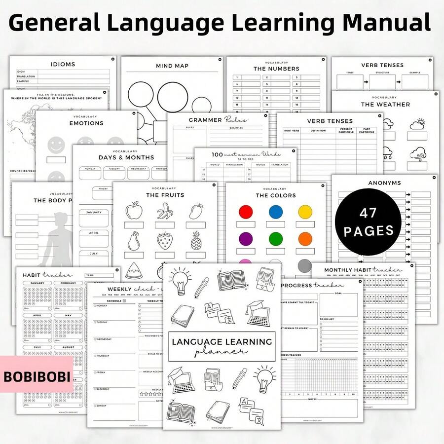 Structured Language Learning Planner Binder - Pre-Divided Sections For ...