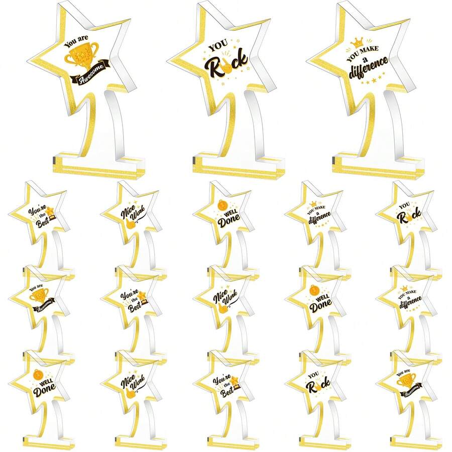 18 Pcs Appreciation Acrylic Awards Trophies Bulk Small Employee ...