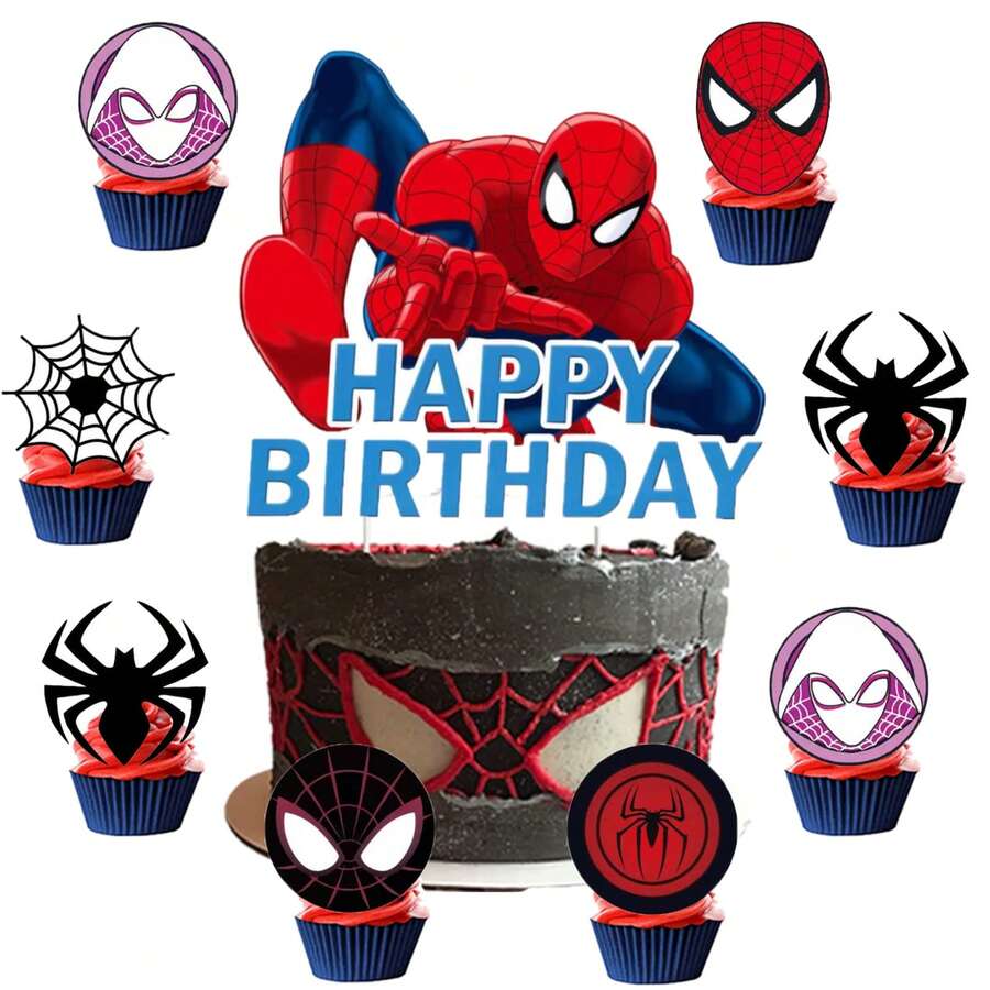 Disney 25pcs Disney Spider-Man Cake Topper,Cupcake Toppers, Spider-Man Birthday Decorations ...