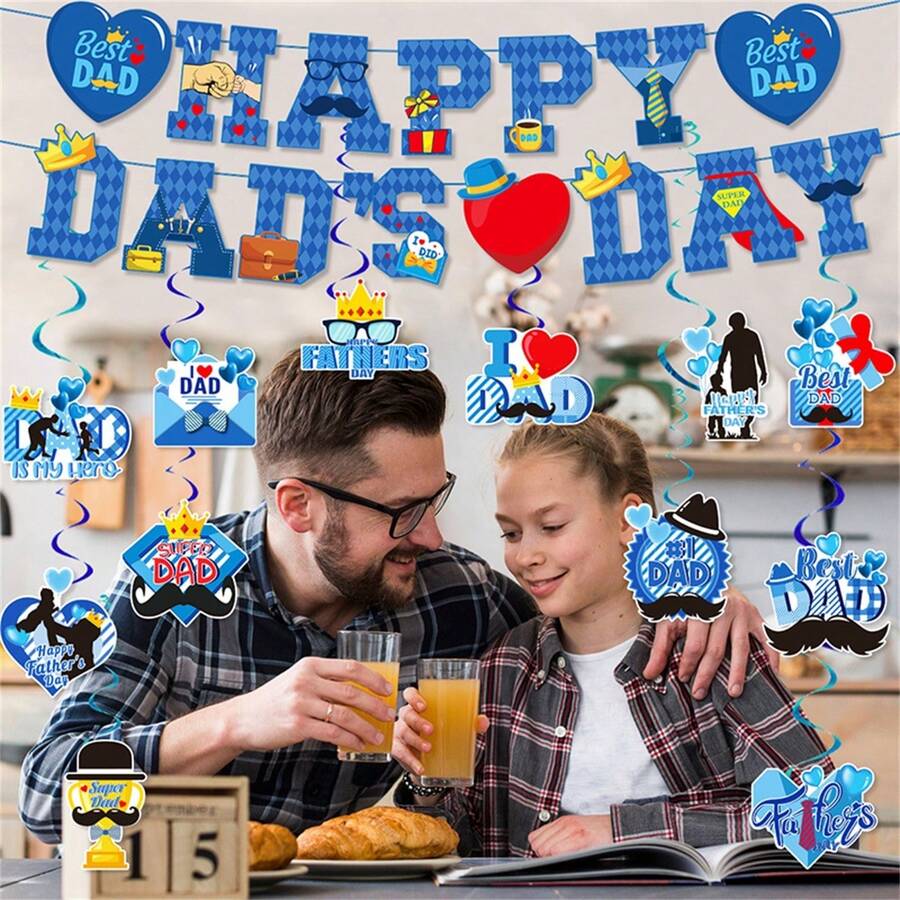Happy Fathers Day Banner Hanging Backdrop Garland Party Decorations For ...