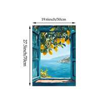 1pc Mediterranean Window View Wall Art Picture Coastal Lemon Tree ...
