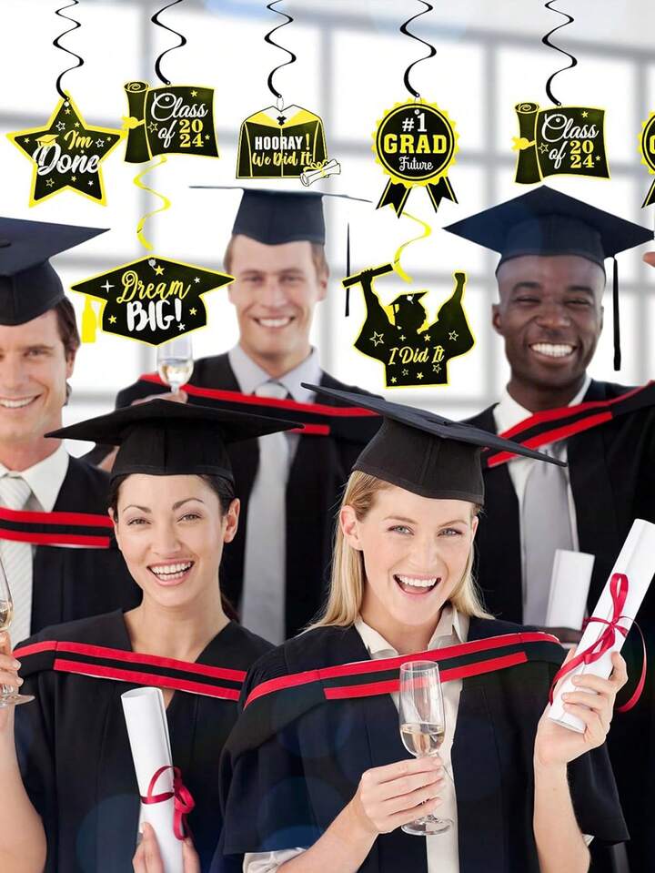 Black Graduation Year 2025 Spiral Omaments,Congrats Grad Decorations ...