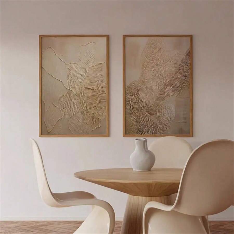 1Pc/2Pcs Minimalist Neutral Beige Cream Textured Abstract Wall Art Decor Posters Wabi Sabi ...
