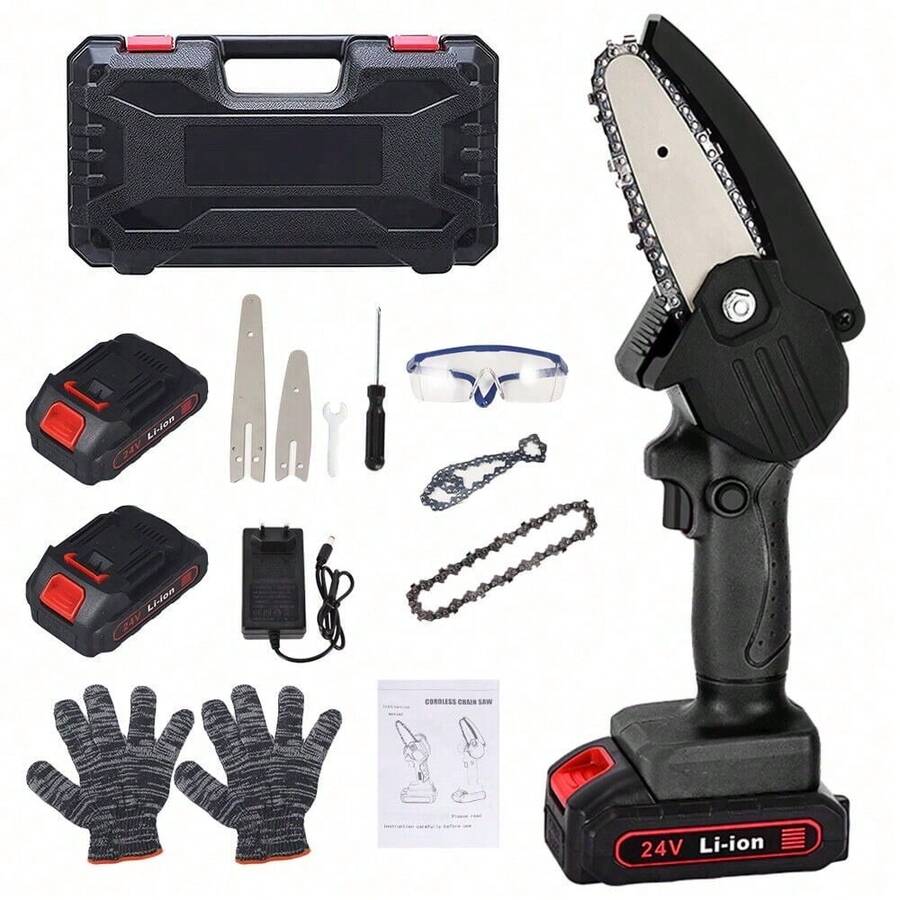 Mini Rechargeable Cordless Electric Cutting Saw Chainsaw Battery Wood ...