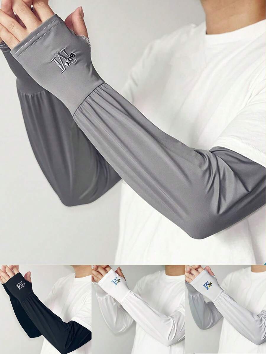 4 Pairs Men's Anti-UV Arm Sleeves, Breathable Ice Silk Loose Arm ...