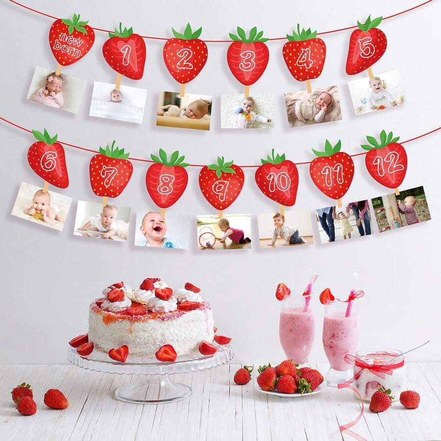 DIY String Glitter Strawberry Birthday Party Decoration Supplies ...