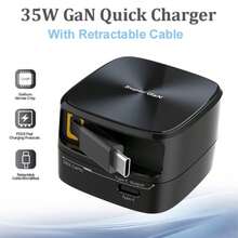 W&O GaN 35W Quick Fast Charger, 80cm/32inch Retractable Cable, Type C ...
