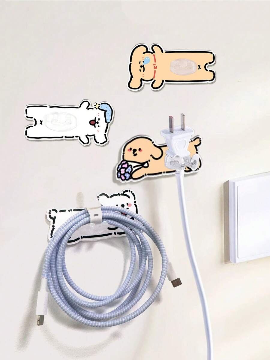 Cartoon Puppy Plug Hook, Wall Data Cable Storage, Cable Organizer, Wall ...