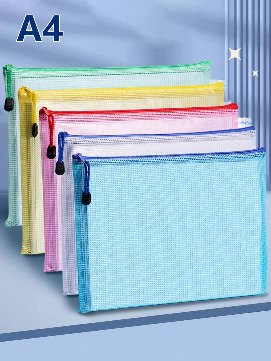 10pcs Mesh Zipper Bags, A4 File Folders, Thick & Large Capacity ...