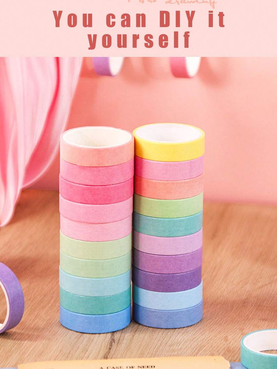 20rolls/Box Bullet Journal Washi Tape Set, Basic Solid Colors, Retro ...