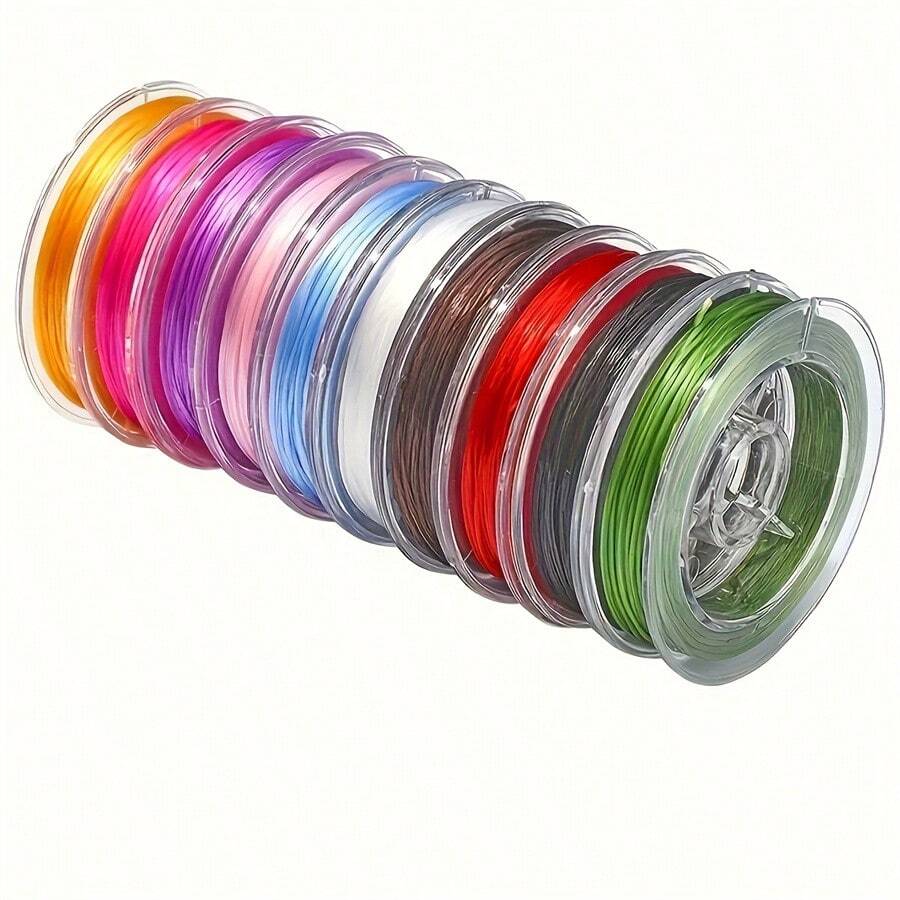 10 Rolls, 8mm Multi-Color Elastic Cord, Simple Stretchy String Suitable ...