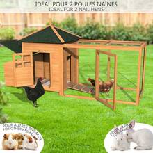 Chicken Coop And Run, Small Wooden Hen House Poultry Ark Coup Rabbit ...
