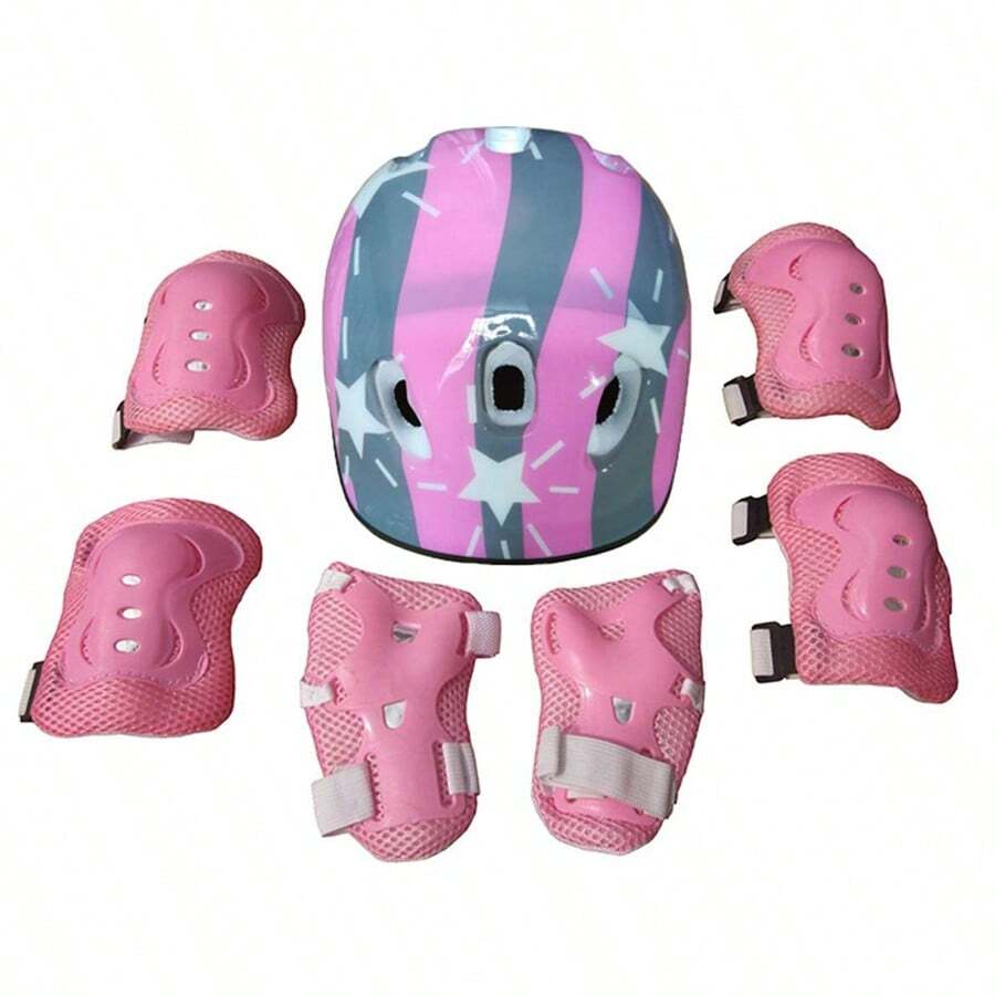 7PCS Bike Helmet Set For Girls Boys Protect Helmet Knee Elbow Wrist Pad ...