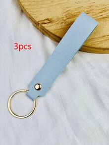 3/6pcs Versatile Solid Color Leather Keychains, Wristlet, Bag Charms ...