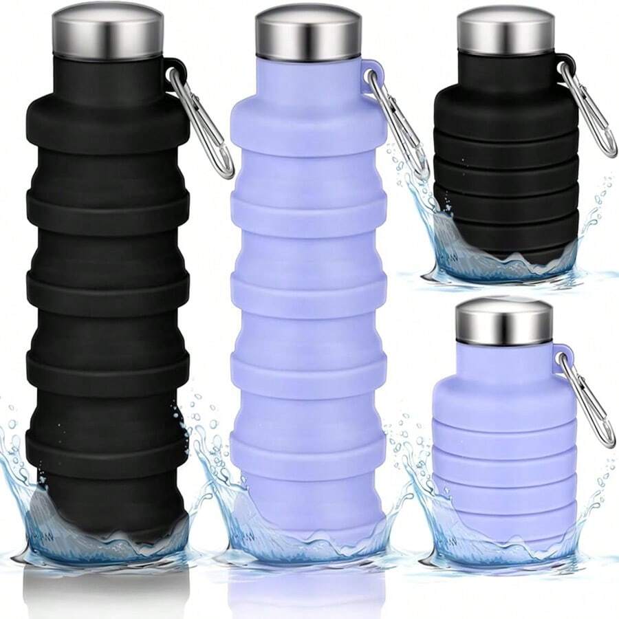 1PCS Foldable Water Bottle, Reusable Silicone Foldable Water Bottle Is Lightweight And Leak ...