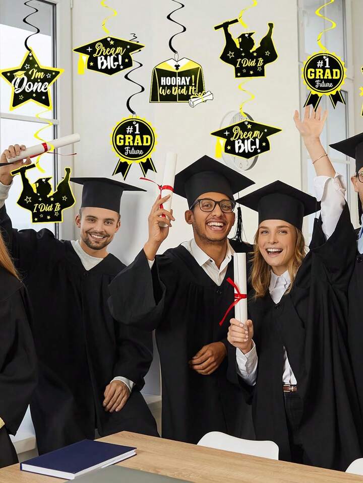 Black Graduation Year 2025 Spiral Omaments,Congrats Grad Decorations ...
