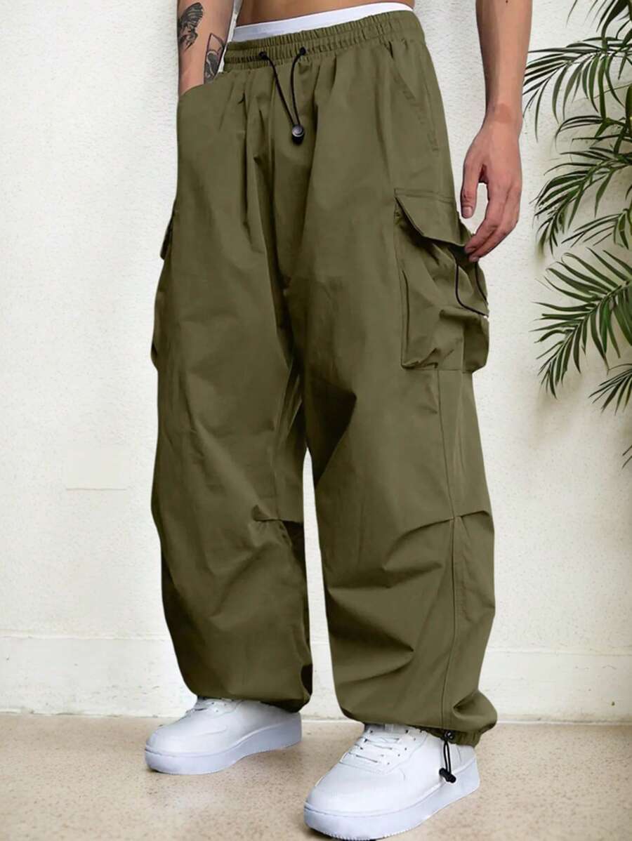 hoteel Work Cargo Pants For Men Relaxed Fit Parachute Pants Casual Baggy Cargo Sweatpants Hip ...