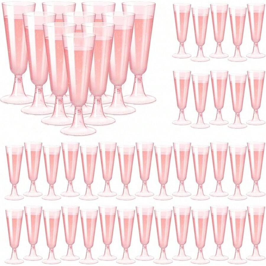 Portable Clear Plastic Champagne Glasses Bulk 40 Pack - 5.5 Oz ...